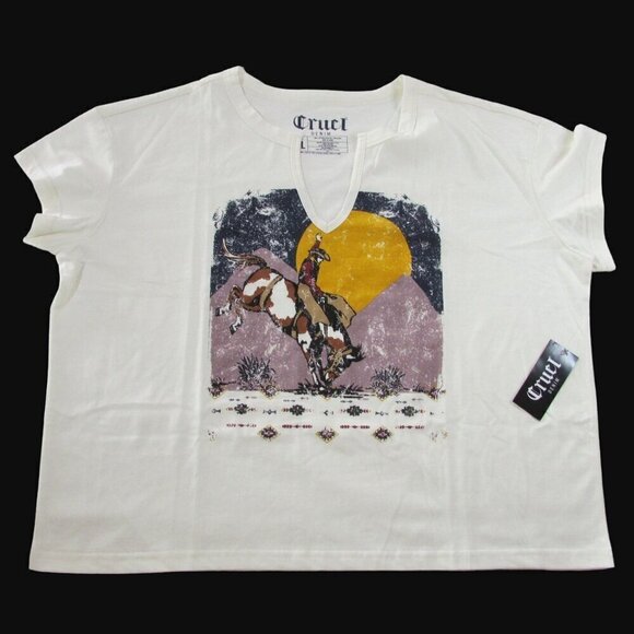 Cruel Girl | Tops | Cruel Womens Xl Short Sleeve Notch Neck Bronc Rider ...